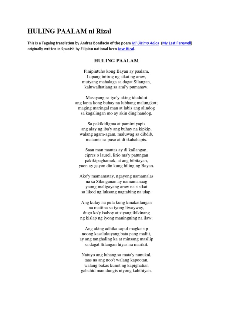 Huling Paalam Ni | PDF