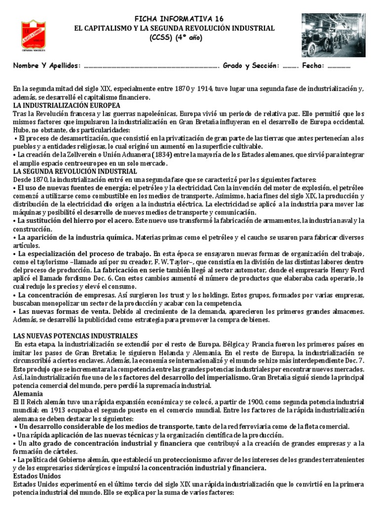 Ficha Informativa 16 | PDF | Revolución industrial | Economias