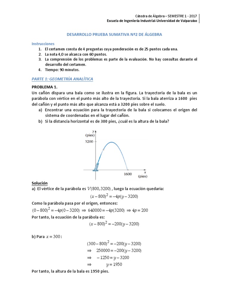 Desarrollo-Prueba Sumativa 2 - A-Lgebra - Sem 1 - 2107 | PDF | Geometría | Geometría diferencial