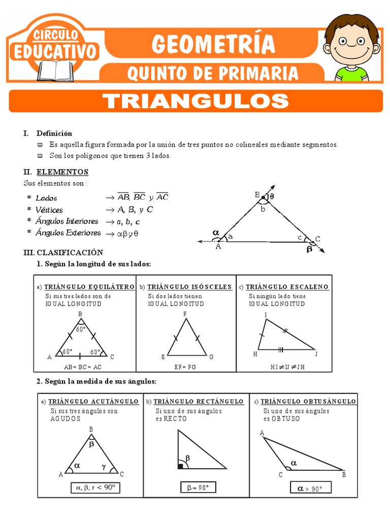 Ejercicios de Triangulos para Quinto de Primaria | PDF | Triángulo | Matemática Elemental