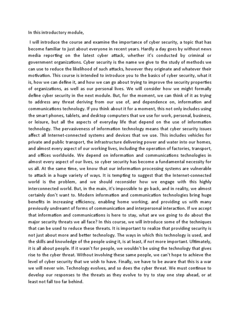 Cyber Security Pdf Security Computer Security