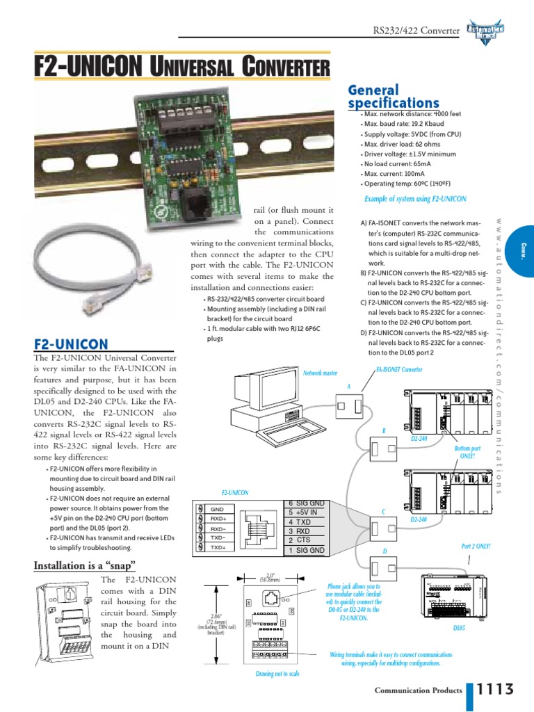 Datasheet F2-UNICON Converter | PDF | Electrical Components | Computer Hardware