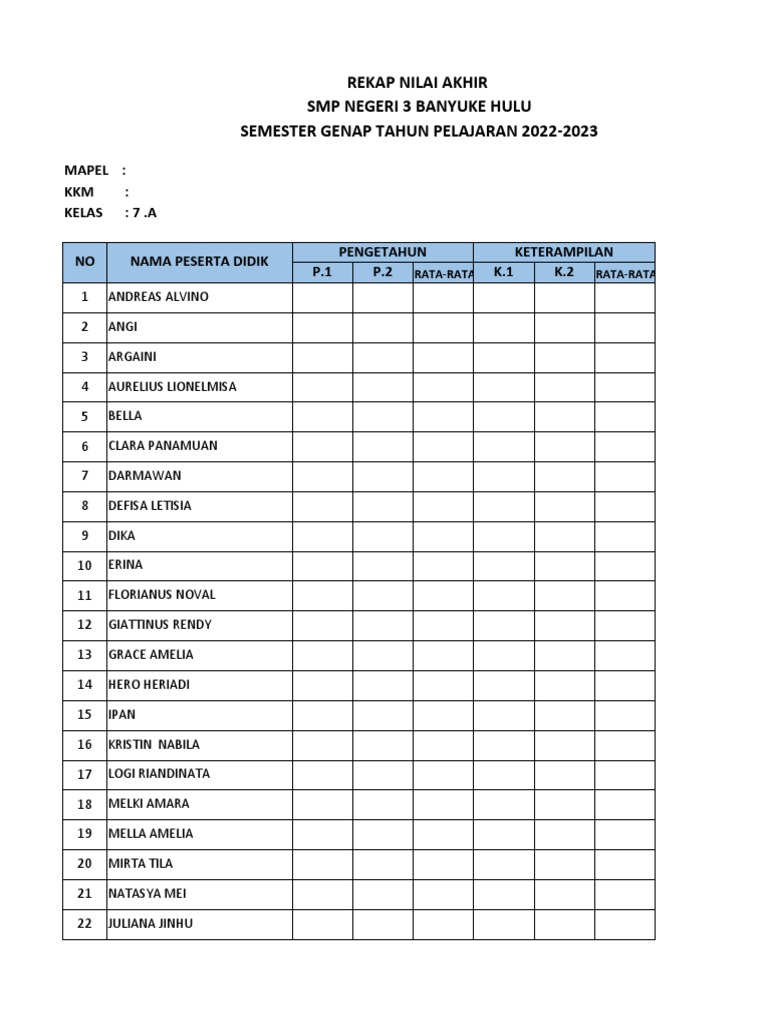 Rekap Nilai PPKN 9b | PDF