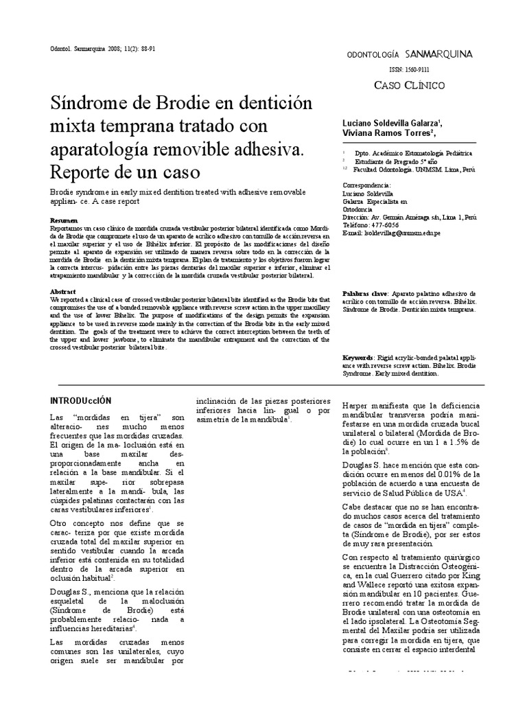 Sindrome de Brodie | PDF | Odontología | Anatomia dental