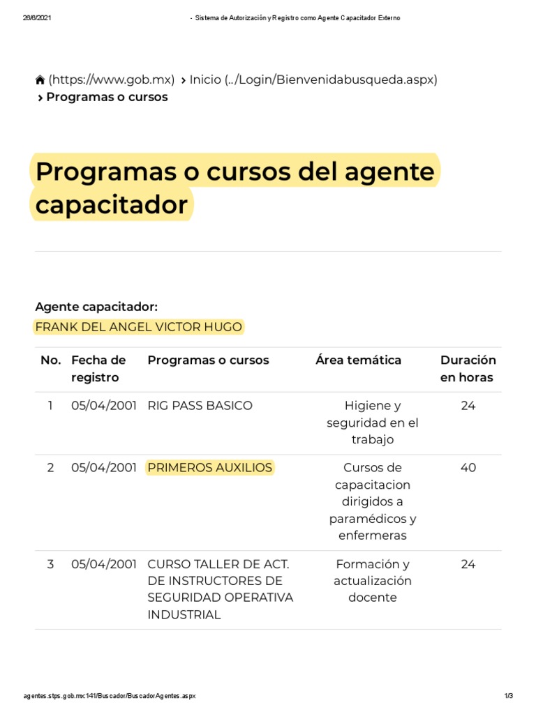 Sistema de Autorización y Registro como Agente Capacitador Externo ...