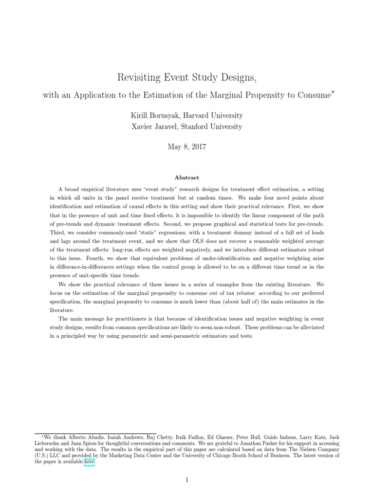 Borusyak, Jaravel - 2017 - Revisiting Event Study Designs | PDF | Fixed Effects Model ...