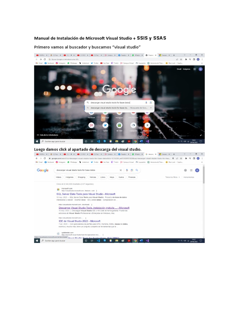 Guía de Instalación Visual Studio y SSIS | PDF | Software | Ingeniería Informática