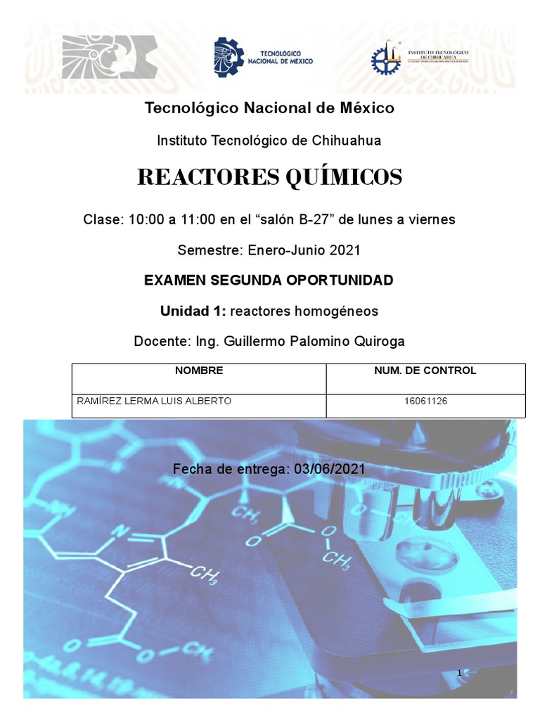 Examen Reactores Homogéneos 2021 | PDF