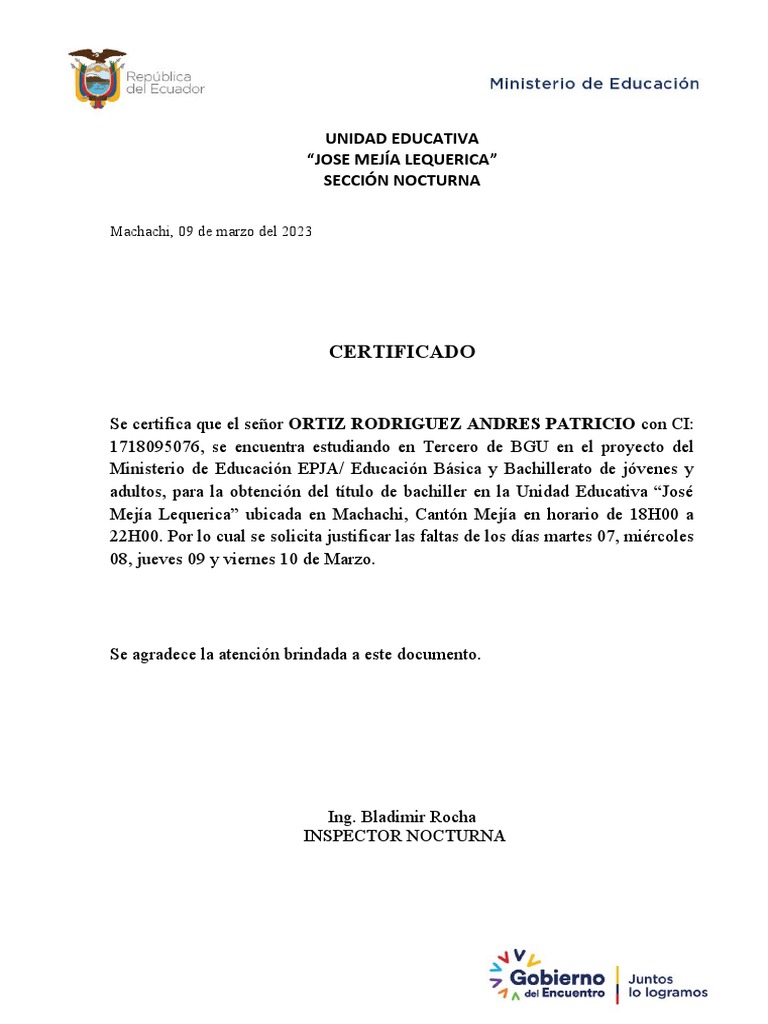Certificado de Cupo | PDF