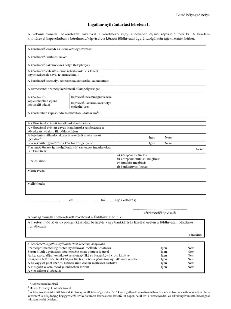 Ingatlan-Nyilvántartási Kérelem | PDF