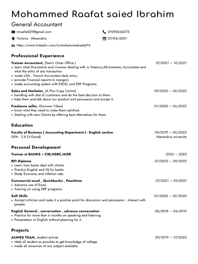 Mohammed Raafat Saied Ibrahim Resume 23-06-2023!08!55-02 | PDF | Economies | Business