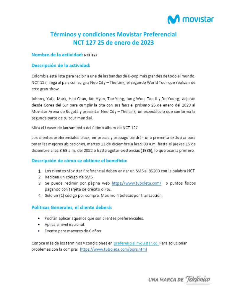 TyC NCT 127 Movistar | PDF
