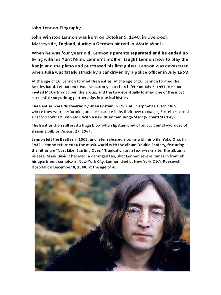 John Lennon Biography | PDF