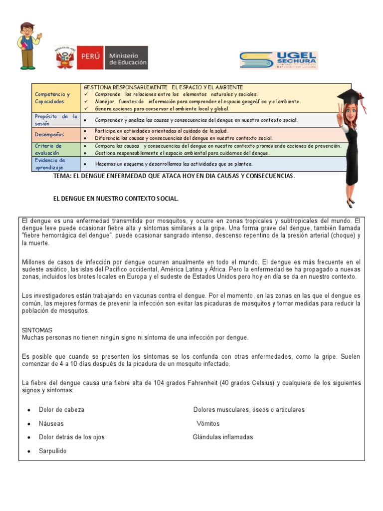 Ficha # 08 El Dengue Causas y Consecuencias en Nuestro Contexto Cuarto ...