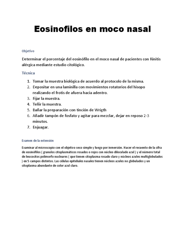 Eosinofilos en Moco Nasal | PDF