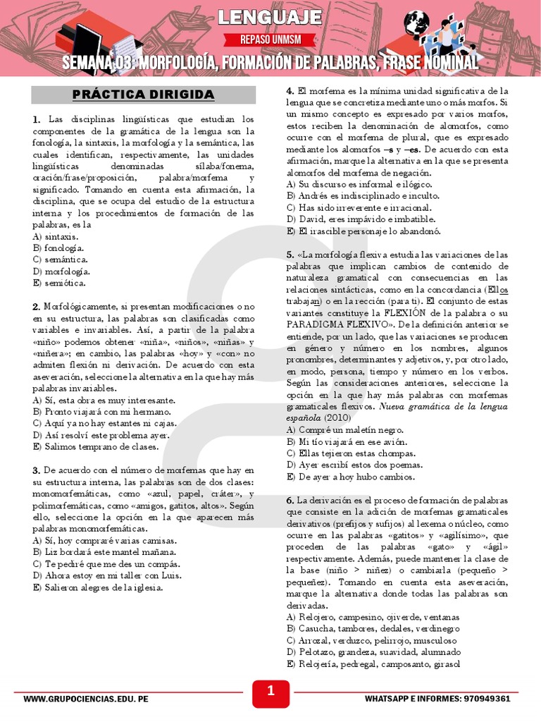 Semana 3 - Lenguaje | PDF | Palabra | Numero Gramatical Semana 3 - Lenguaje | PDF | Palabra | Numero Gramatical
