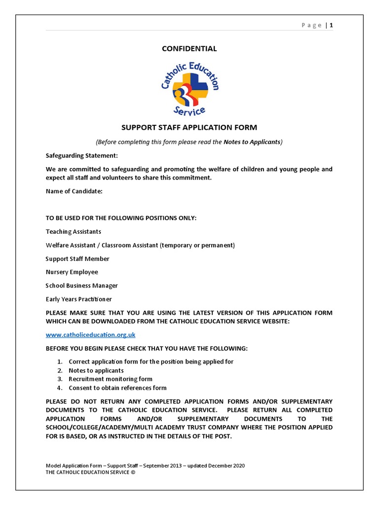 Model Application Form - Support Staff | PDF | Justice | Crime & Violence