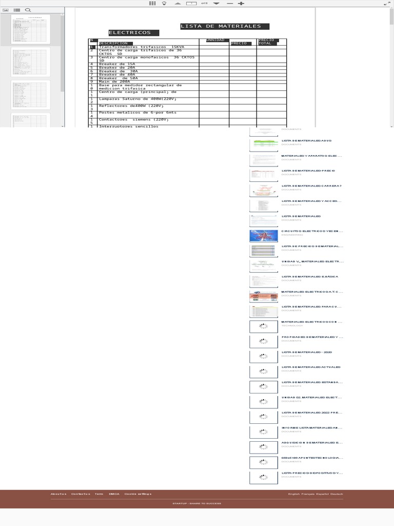 (Docx) Lista de Materiales Electricos - Dokumen - Tips | Descargar gratis PDF | Ingenieria ...