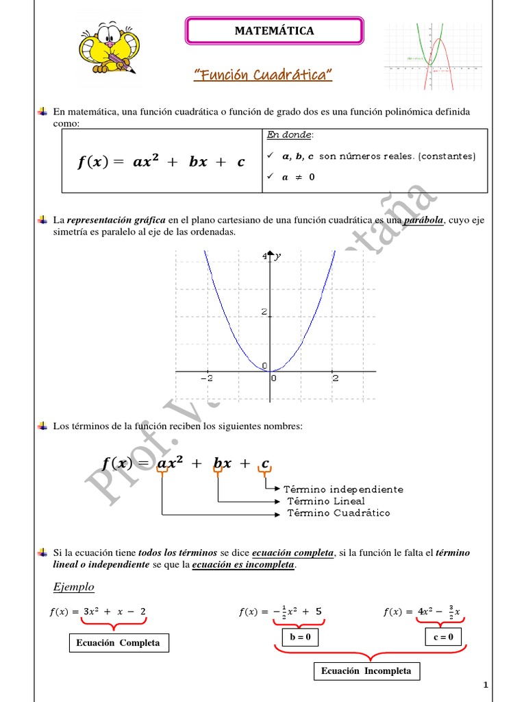 Función Cuadrática: Definición y Gráfica | PDF | Ecuaciones | Función (Matemáticas)
