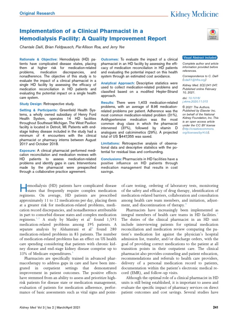 5 Implementation of A Clinical Pharmacist in A | PDF | Pharmacy | Patient
