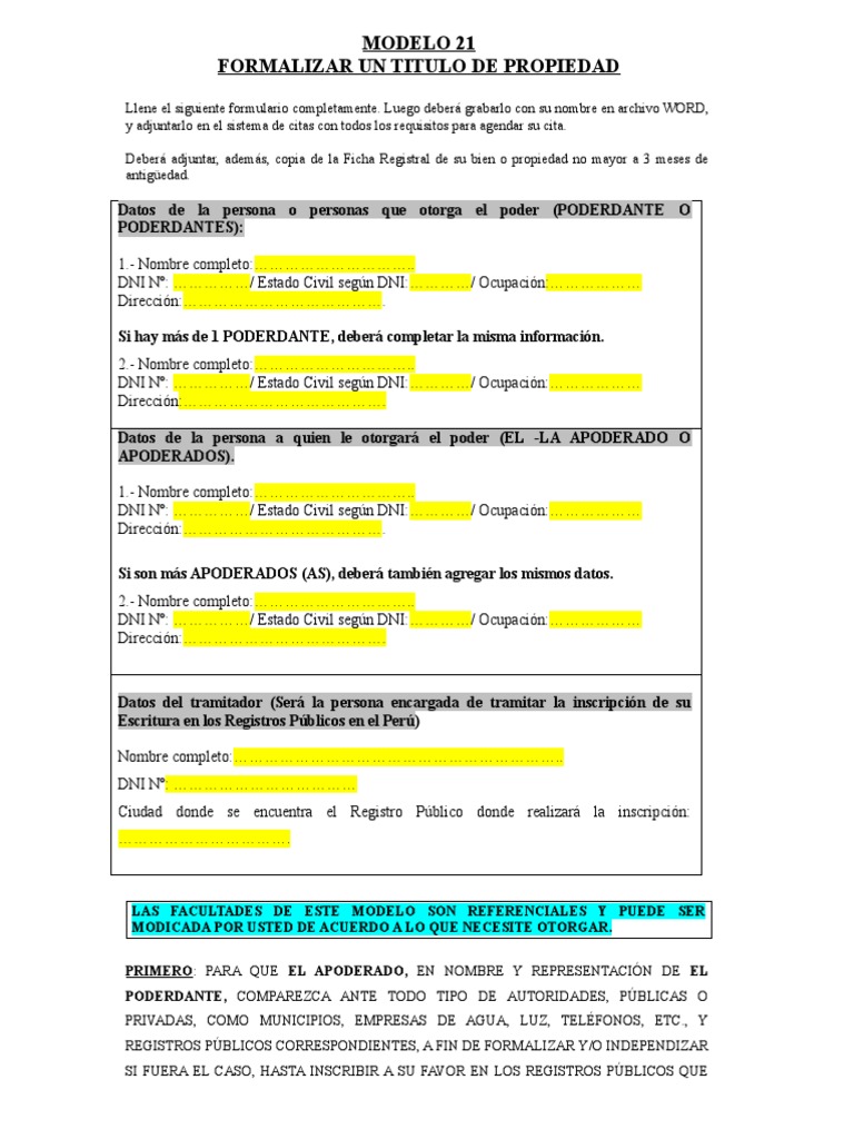 MODELO 21 - para Formalizar Un Titulo de Propiedad | PDF