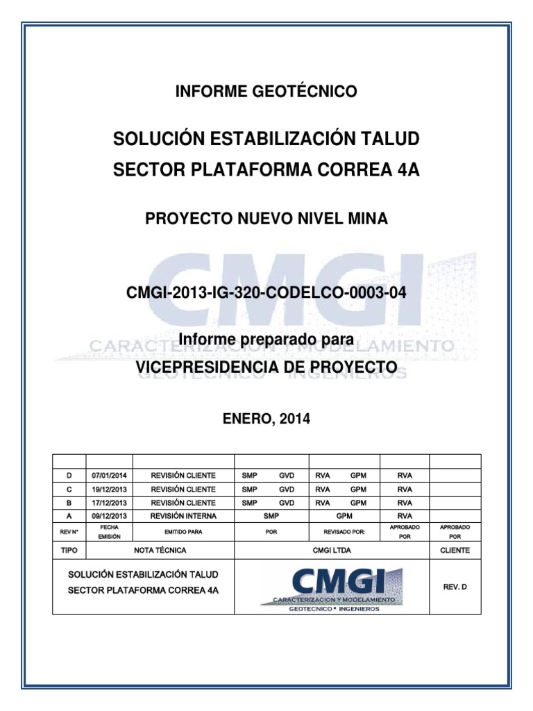 Informe Técnico Cmgi 2013 Ig 320 Codelco 0003 04 | PDF | Roca clástica ...