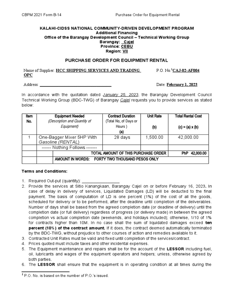 CBPM 2021 Form B 14 PO Package 5 | PDF | Lease | Damages