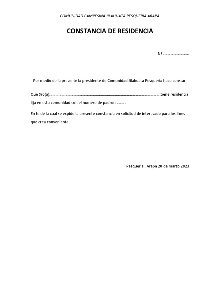 Constancia de Residencia | PDF