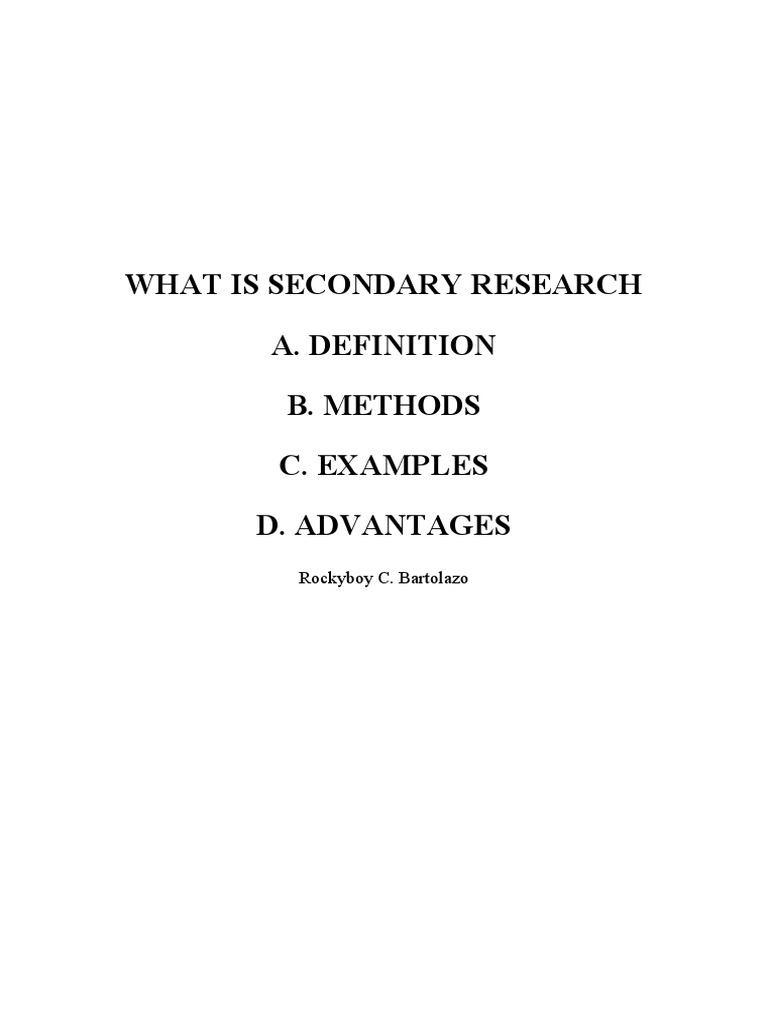 Secondary Research | PDF | Data | Information