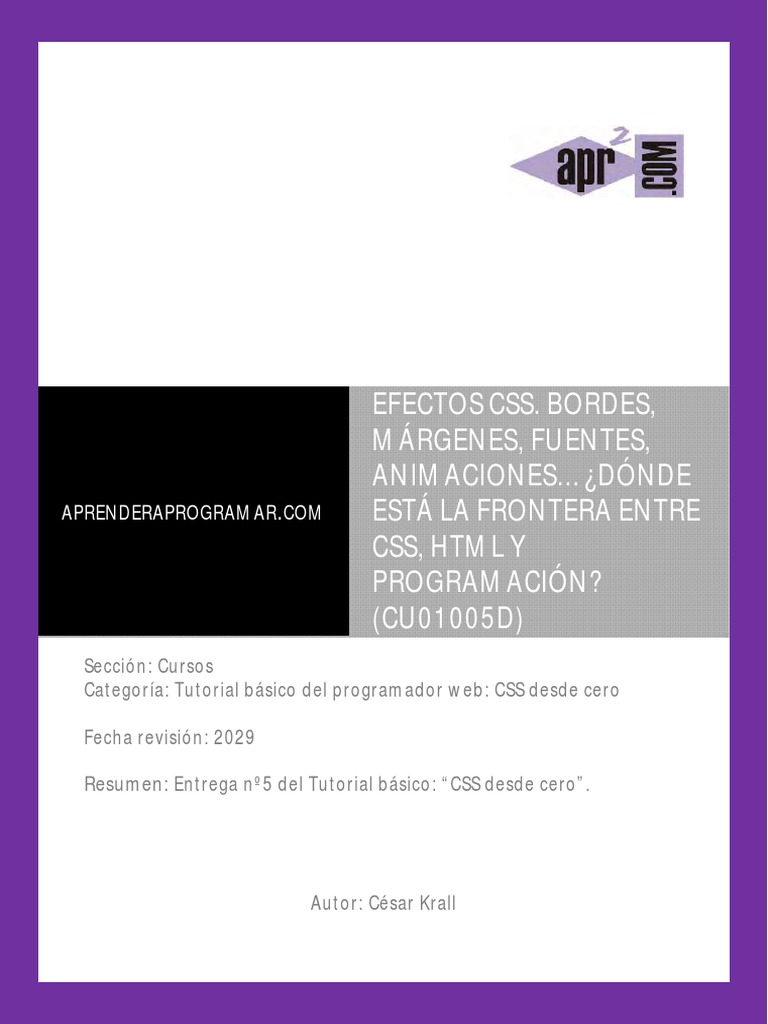 6 - Efectos Css Bordes Margenes Donde Frontera Css HTML y Programacion | PDF | HTML | Lenguaje ...