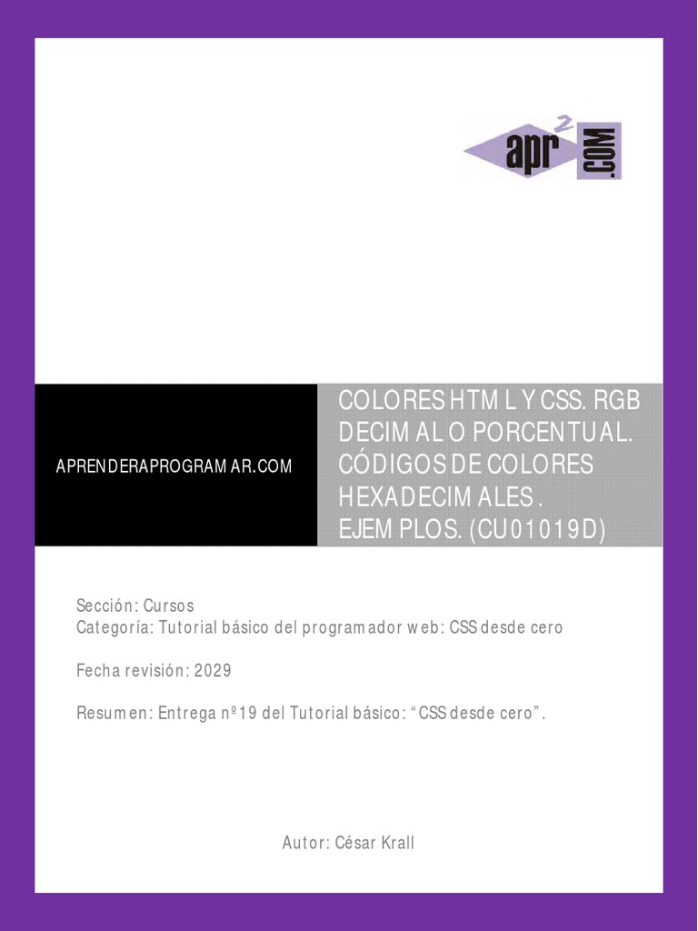 Códigos Hexadecimales y RGB en CSS | PDF | Modelo de color Rgb | Color