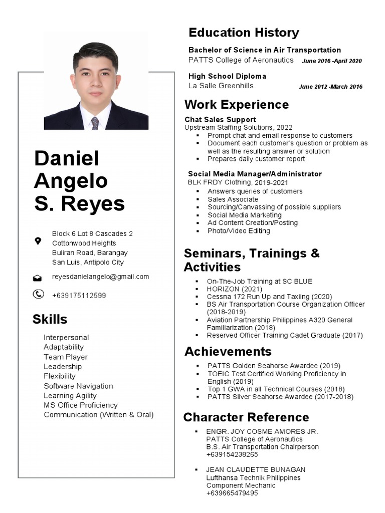 CV of Daniel Angelo Reyes For VA | PDF | Communication