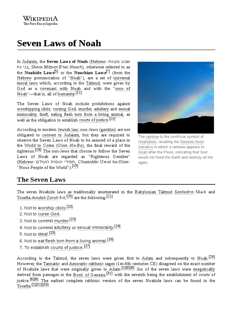 Seven Laws of Noah | Download Free PDF | Ethnoreligious Groups | Jewish ...