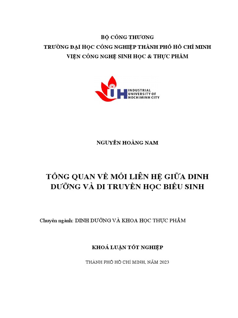Tổng quan về mối liên hệ giữa dinh dưỡng và di truyền học biểu sinh- IUH | PDF