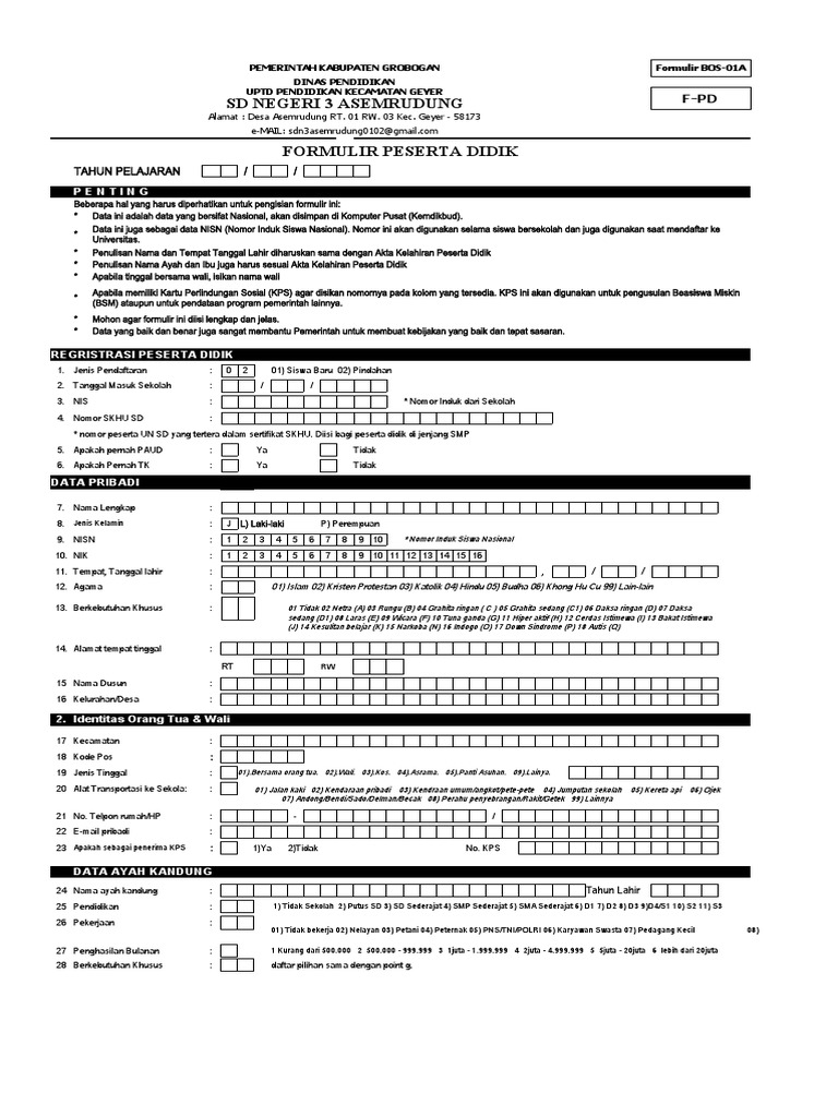 Format Formulis BOS 01a | PDF
