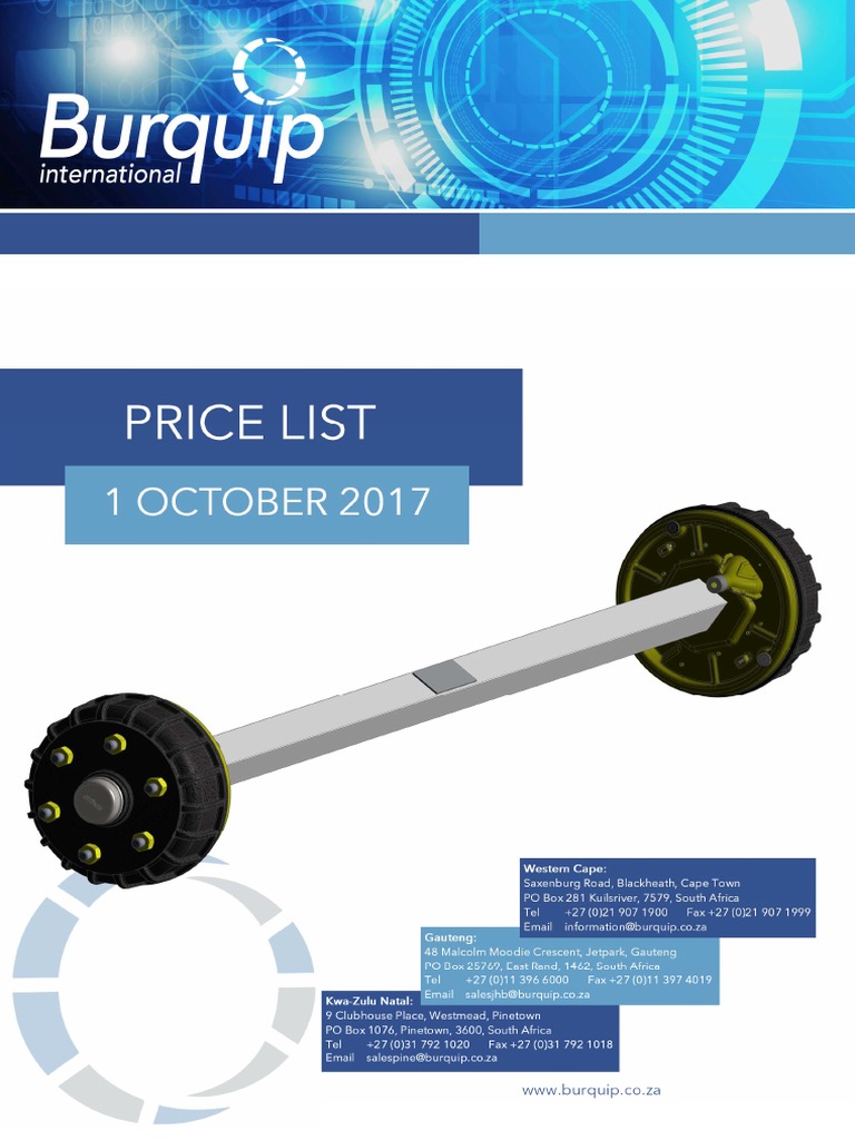 Burquip Price List October 2017 | PDF | Axle | Anti Lock Braking System