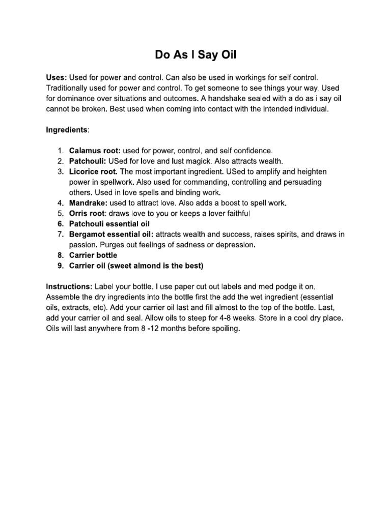 Do As I Say Oil | PDF