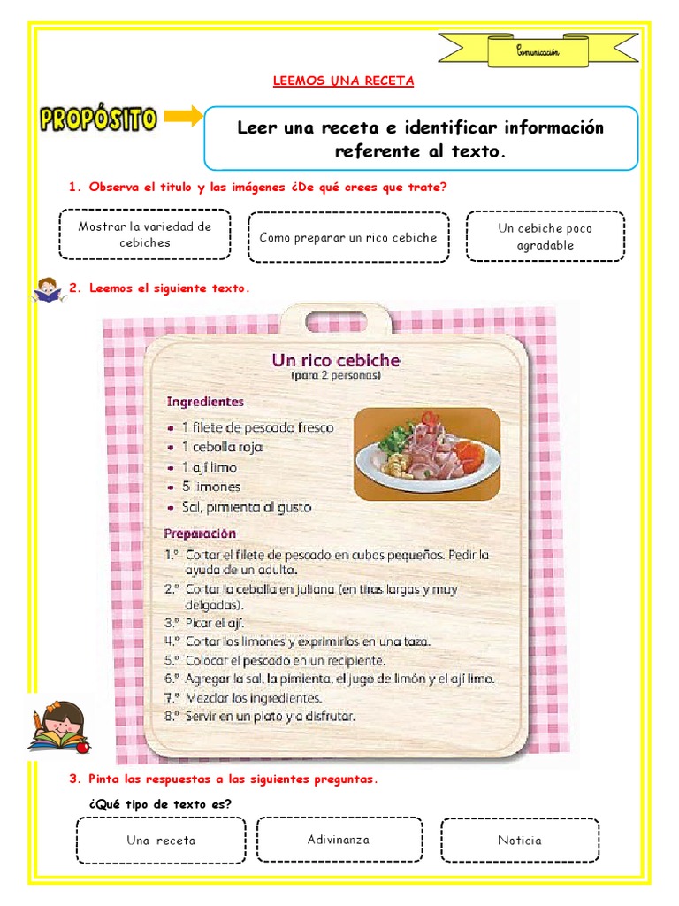 E5 S2 Ficha D1 Com Leemos Una Receta | PDF