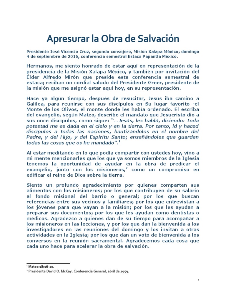 Apresurar La Obra de Salvación | PDF | Jesús | Misionero