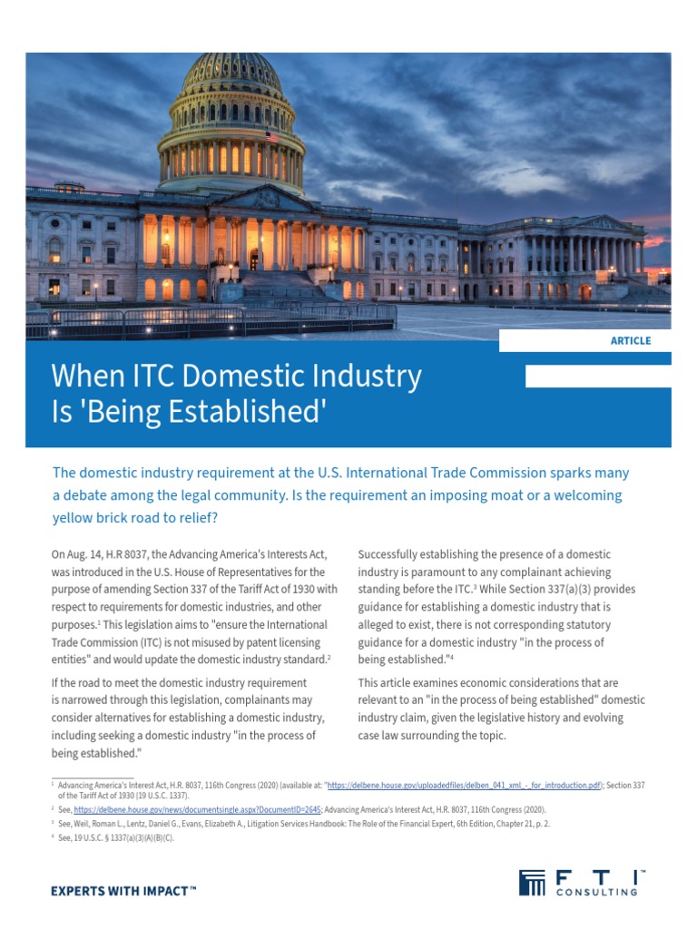 When ITC Domestic Industry is 'Being Established' | PDF