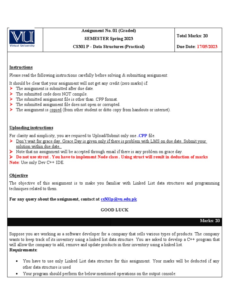 Spring 2023 Assignment 1 (CS301p) | PDF | Systems Engineering | Data Management