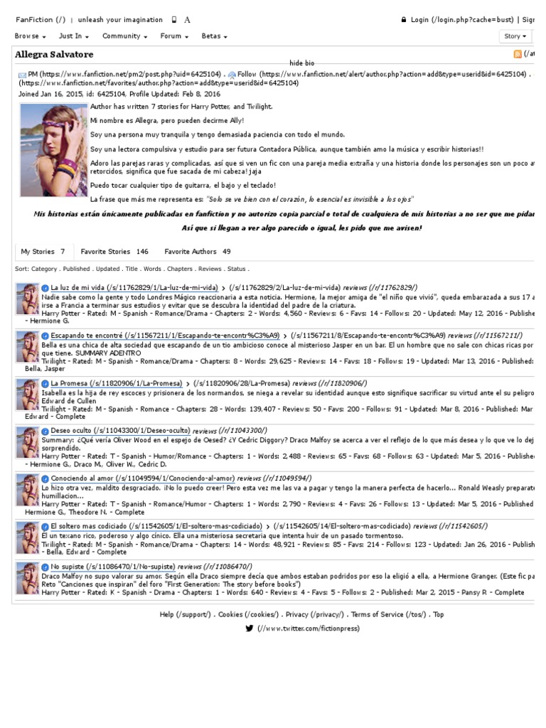 Allegra Salvatore - FanFiction | PDF | J. K. Rowling | Serie de novelas de fantasía