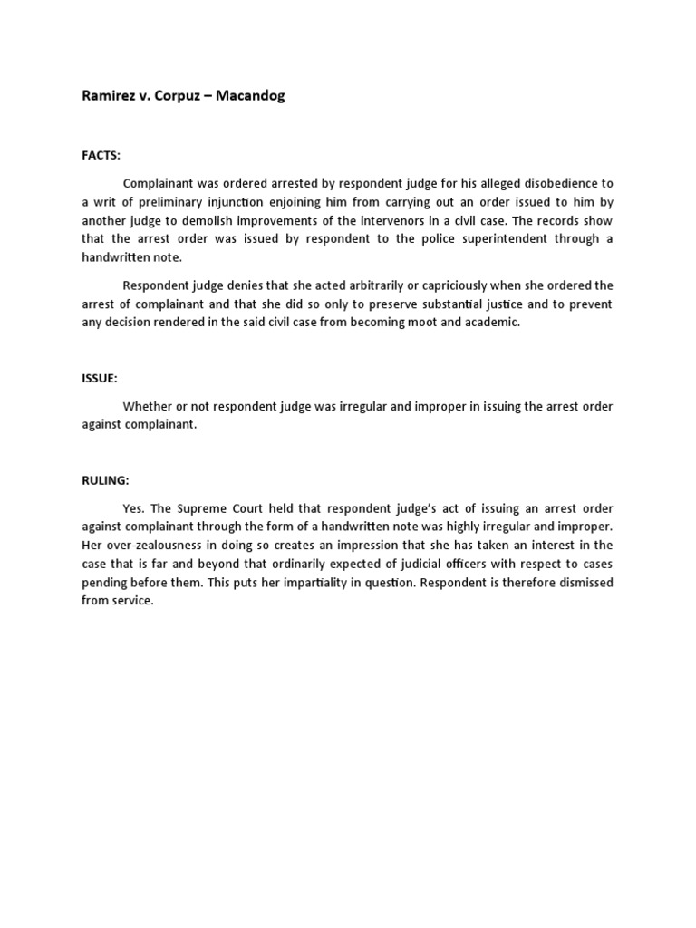 CASE DIGESTS FROM RAMIREZ To BESO | PDF | Judge | Supreme Court Of The ...