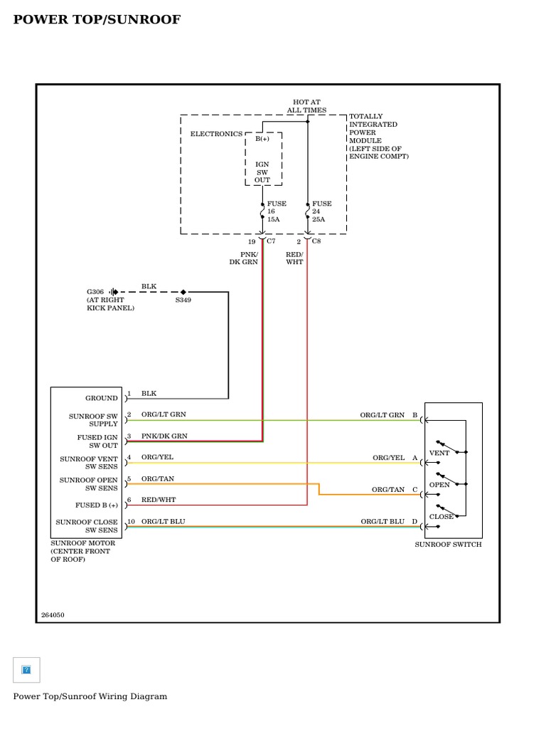 Sunroof Wiring Diagram for Chrysler Sebring | PDF | Manufactured Goods ...