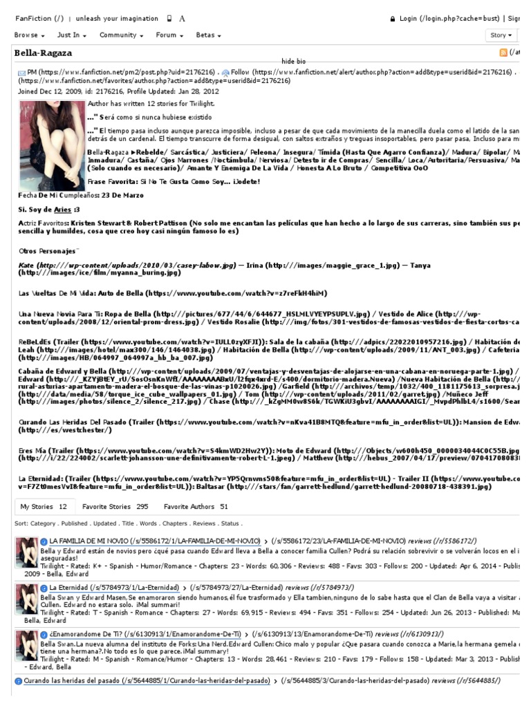 Bella-Ragaza - FanFiction | PDF | Crepúsculo (serie de novelas) | La ...