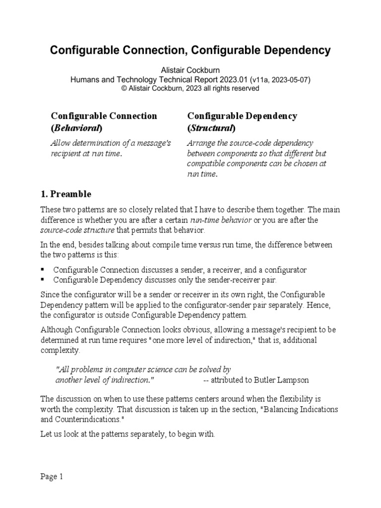 Configurable Connection Configurable Dependency | PDF | Class (Computer ...