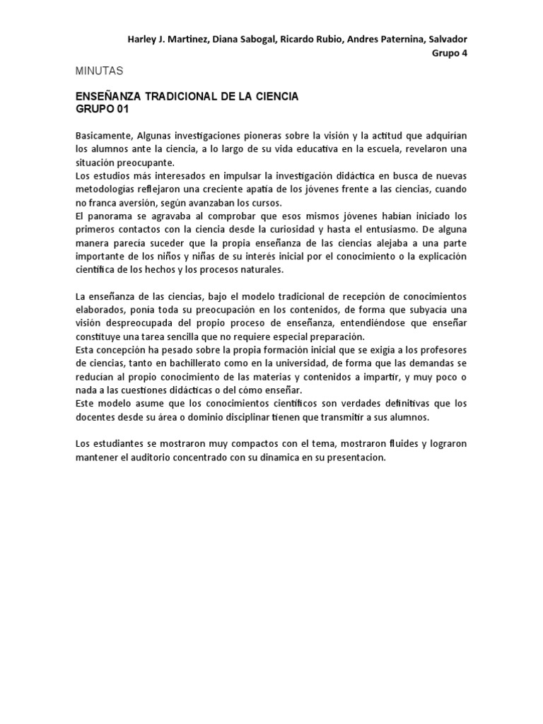 MINUTAS | PDF | Enseñando | Maestros