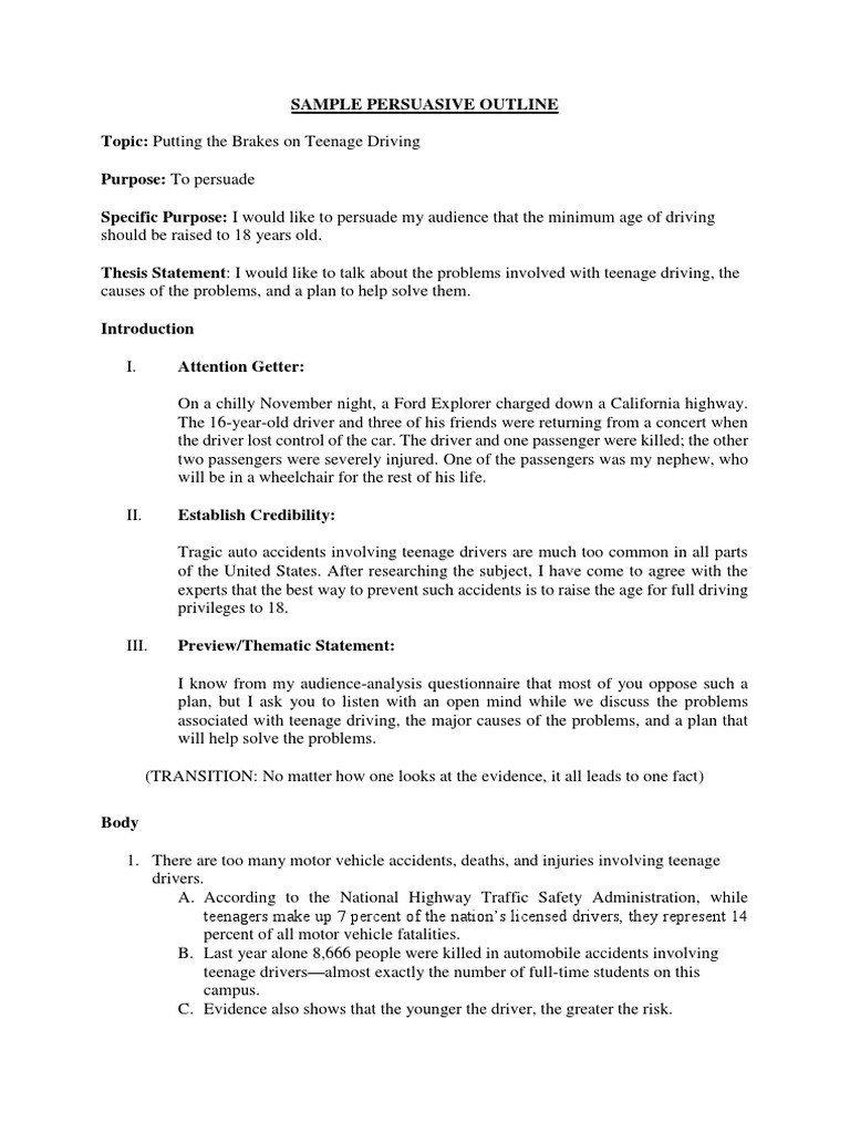 Teenage Driving (Outline) | PDF | Driving | Traffic Collision