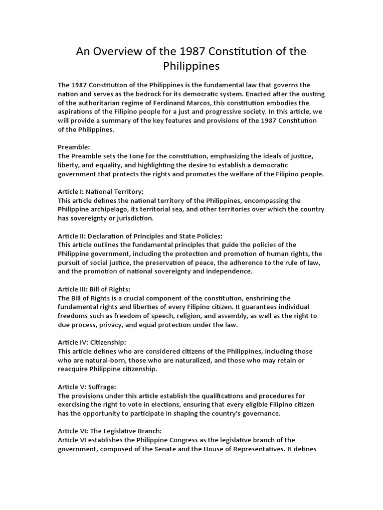 Key Features of the 1987 Philippine Constitution | PDF | Judiciaries ...