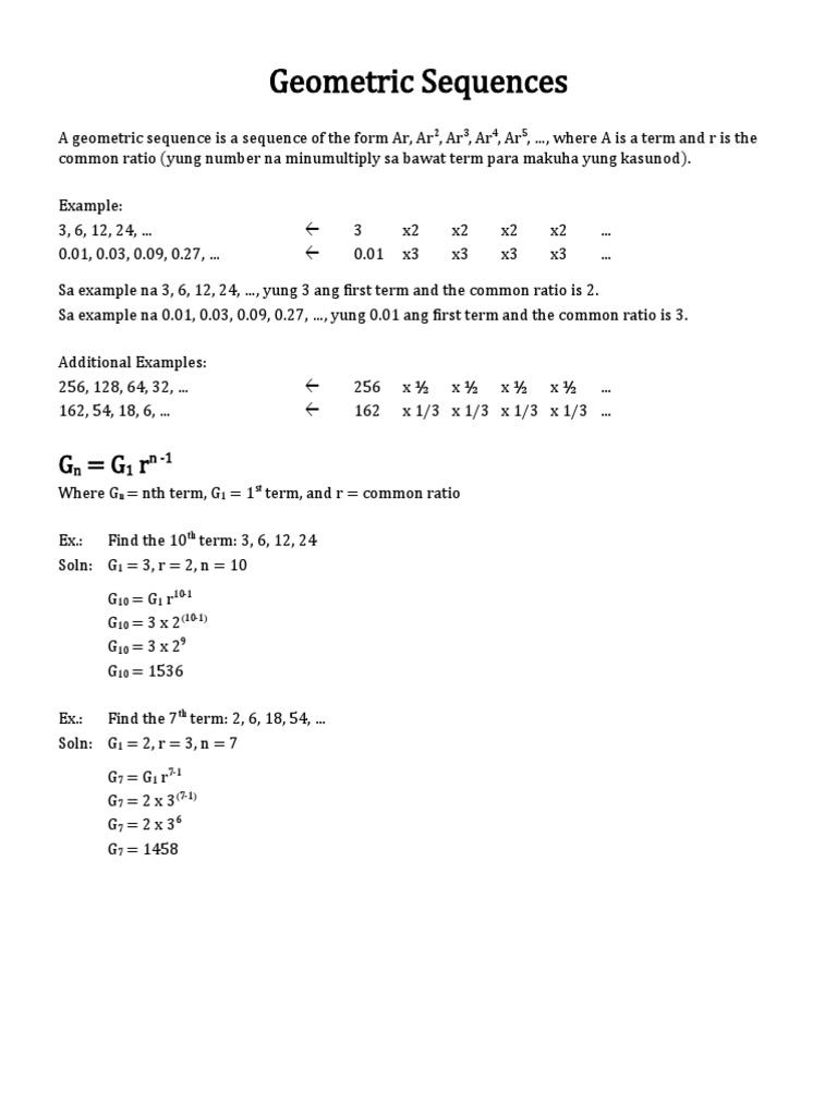 Geometric Sequences Explained | PDF | Mathematics | Mathematical Analysis